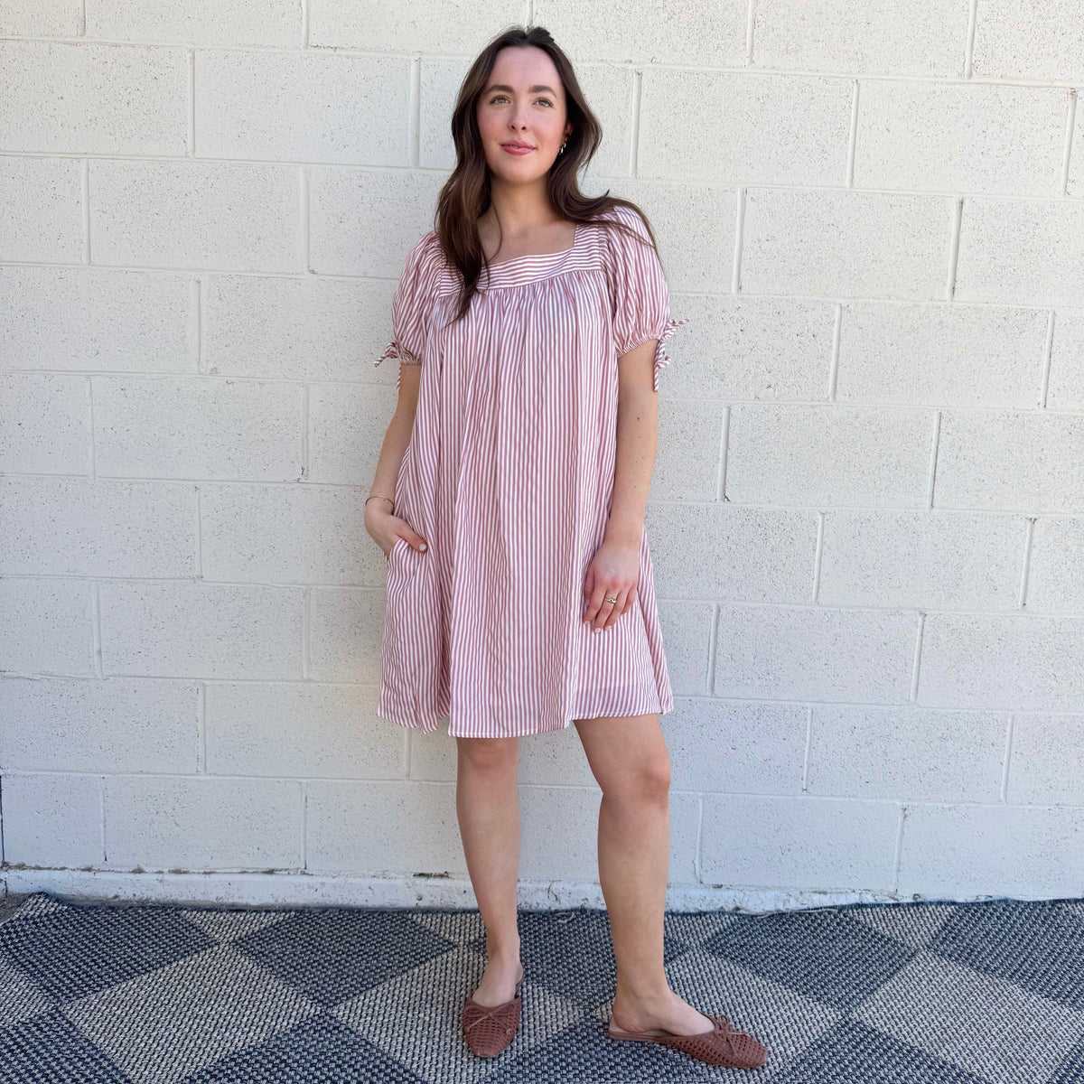 Pale Red Striped Mini Dress — Dandy Home & Ranch