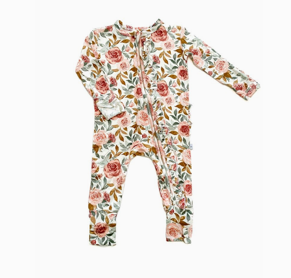 Dusty Pink Floral Ruffle One Piece — Dandy Home & Ranch